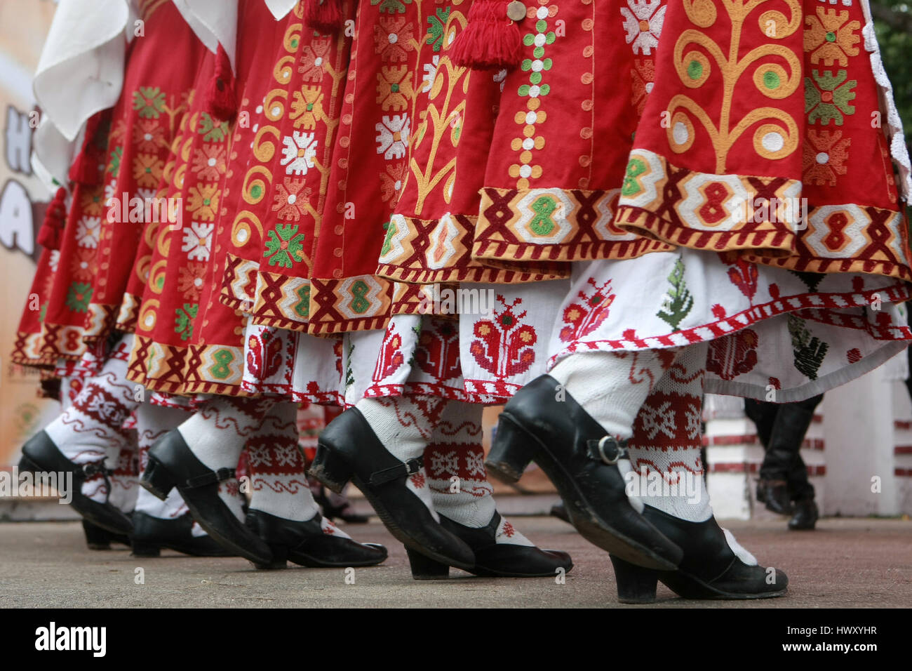 People in traditional folklore costumes on National Festival of Sheep ...
