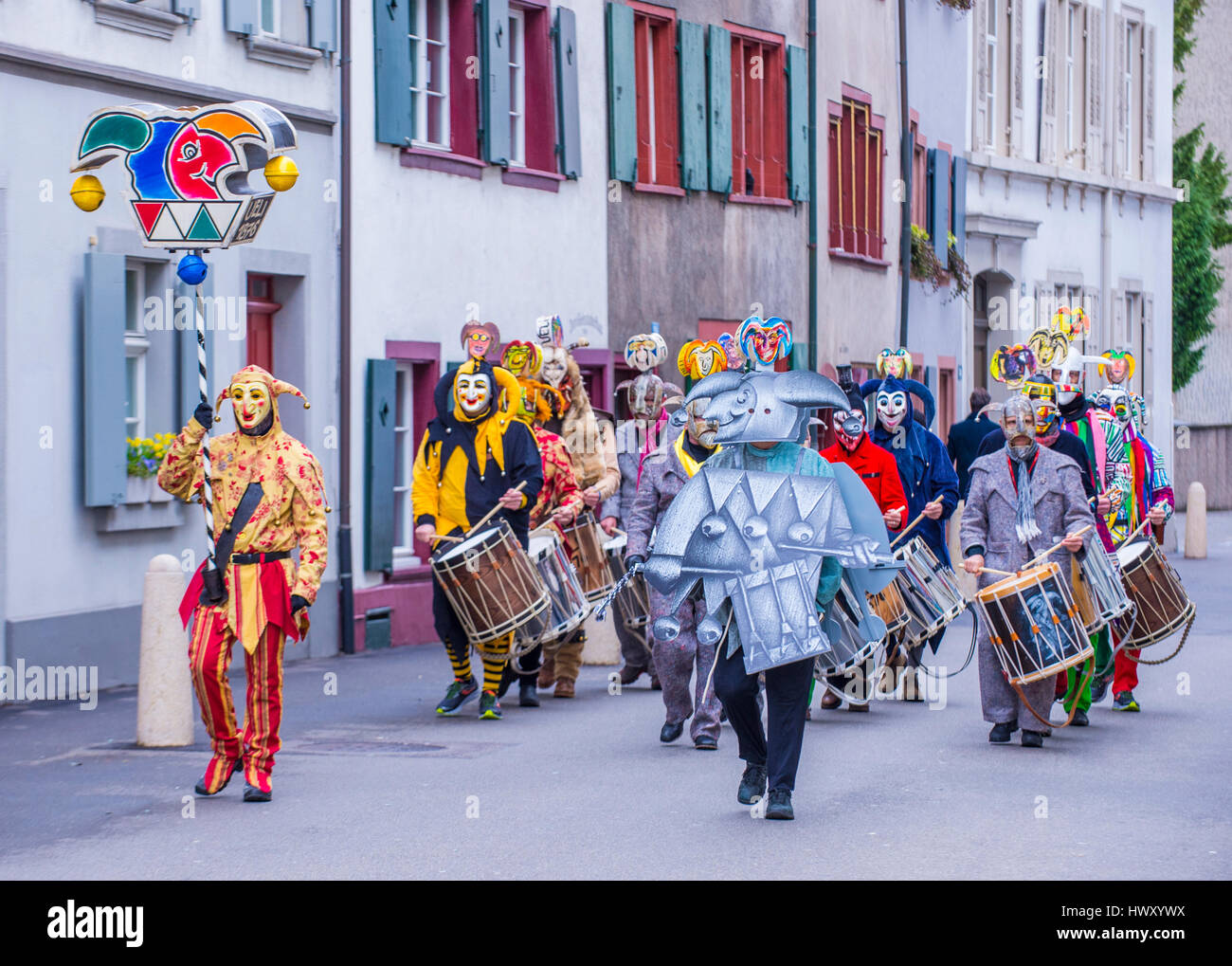 BASEL , SWITZERLAND - MARCH 08 : Participants in the Basel Carnival in ...