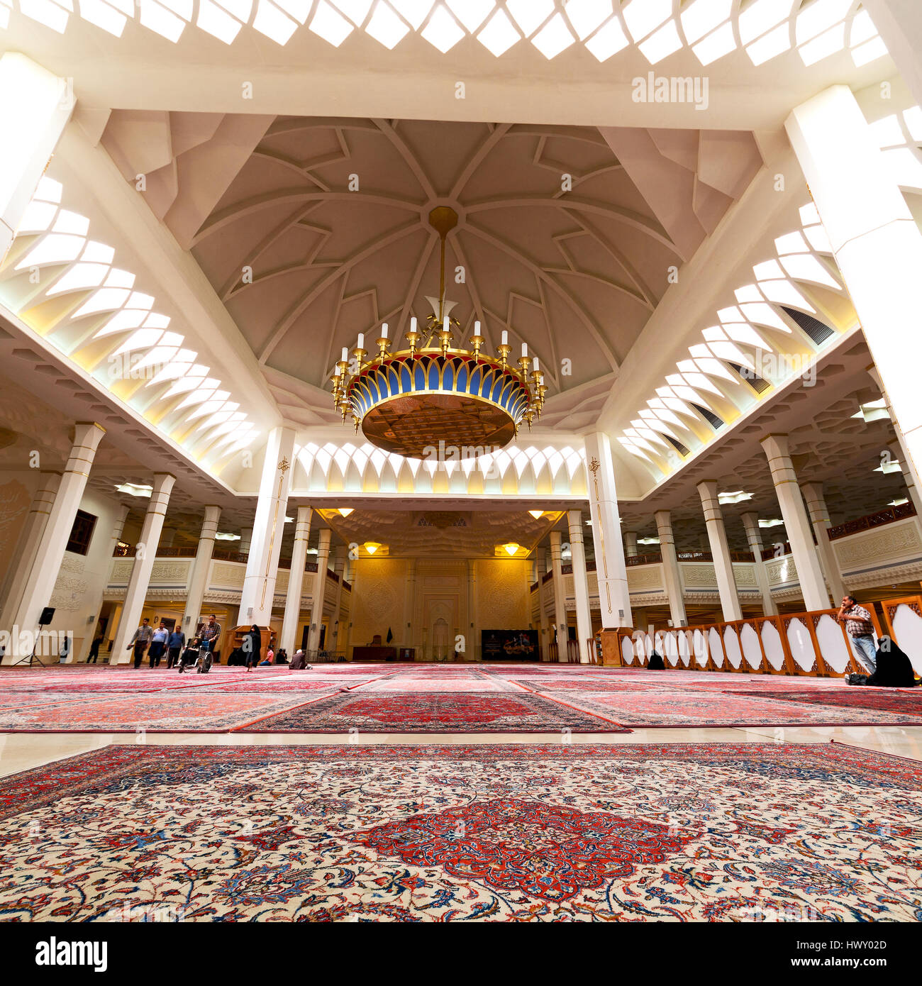 in iran inside the old antique mosque with glass and mirror traditional ...