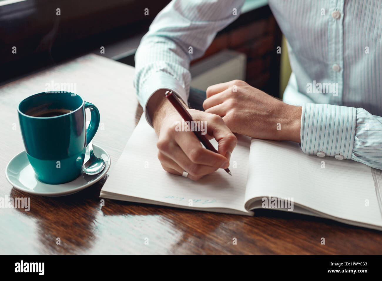 Hand pen notebook writing workspace hi-res stock photography and images ...