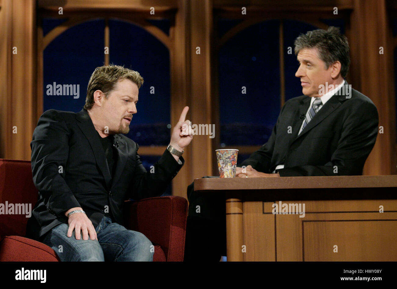 Eddie Izzard, left, chats with host Craig Ferguson during a segment of ...