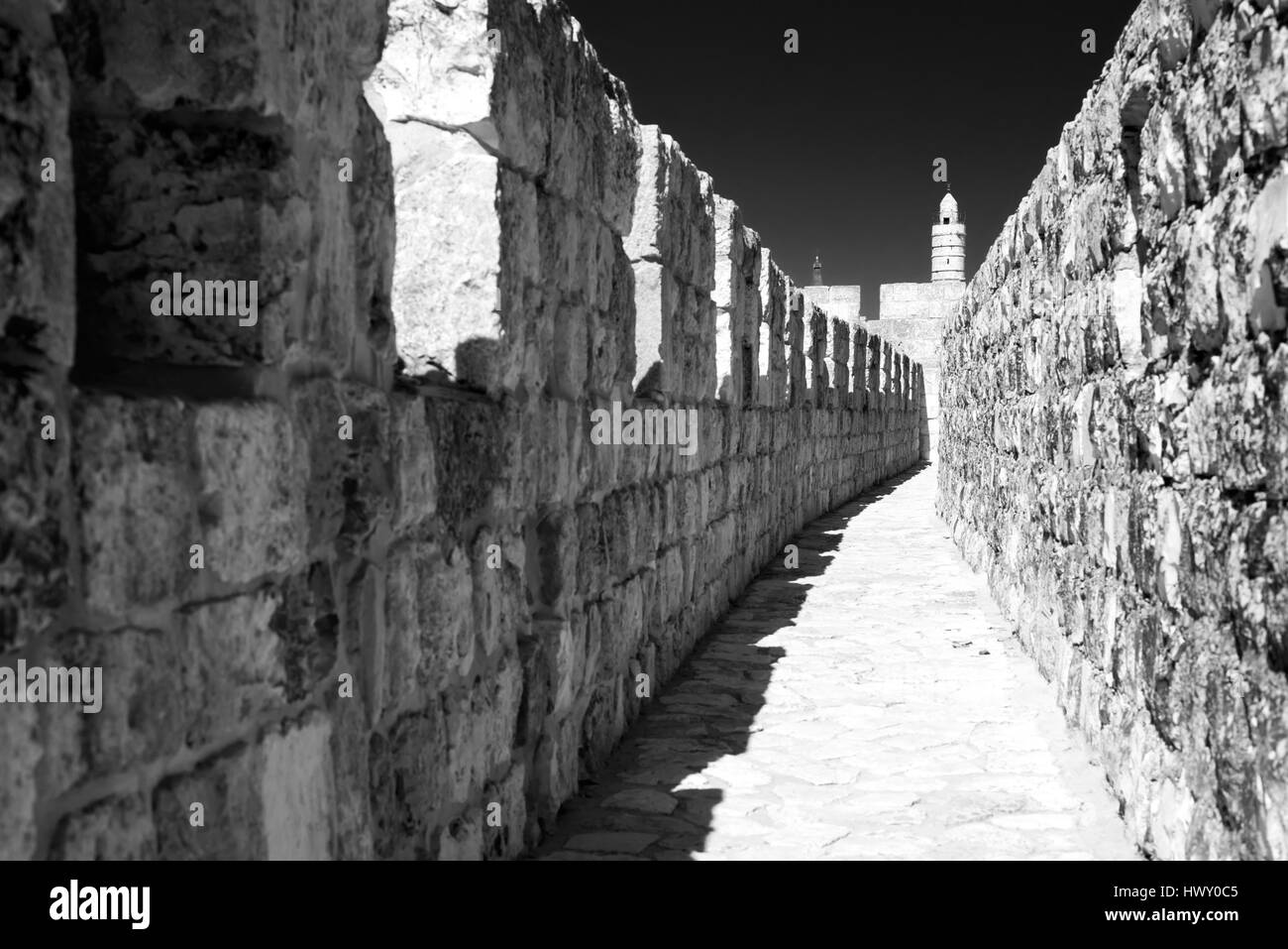 Tower of David at the western part of the ancient city walls of ...