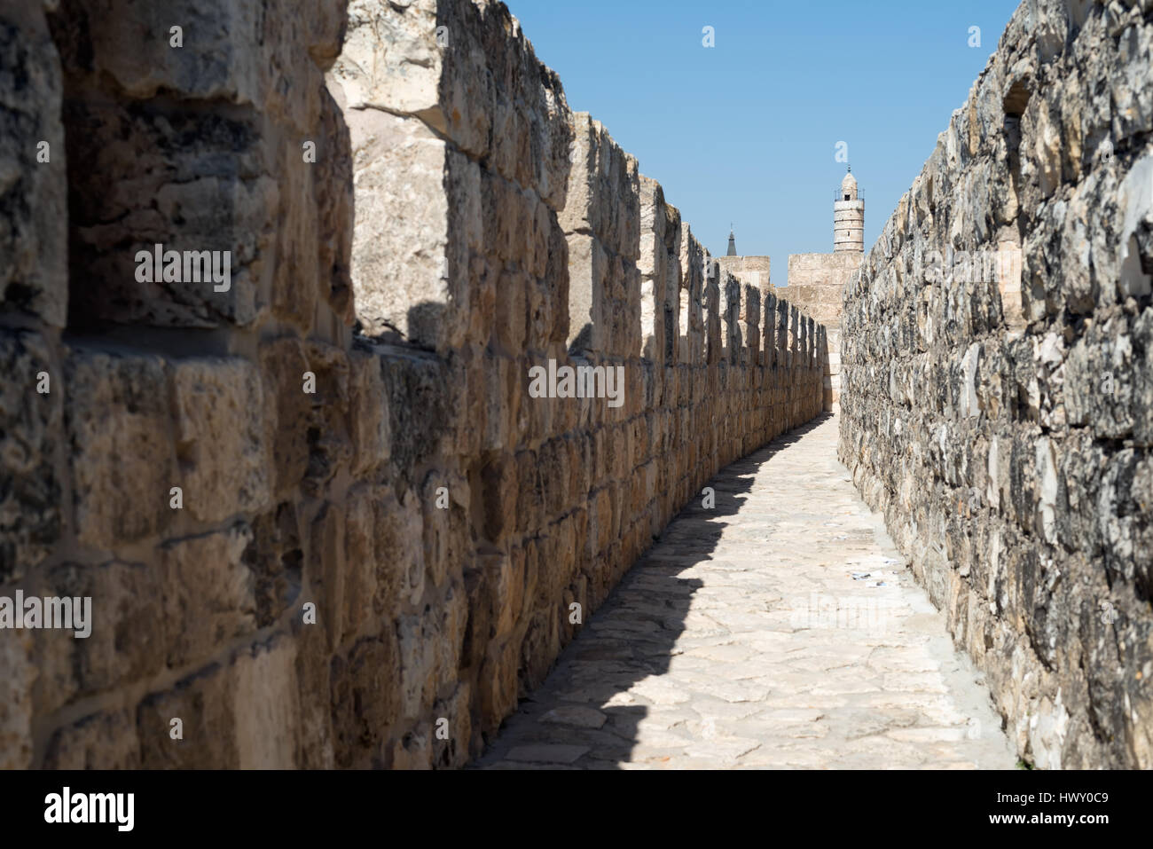 Tower of David at the western part of the ancient city walls of ...