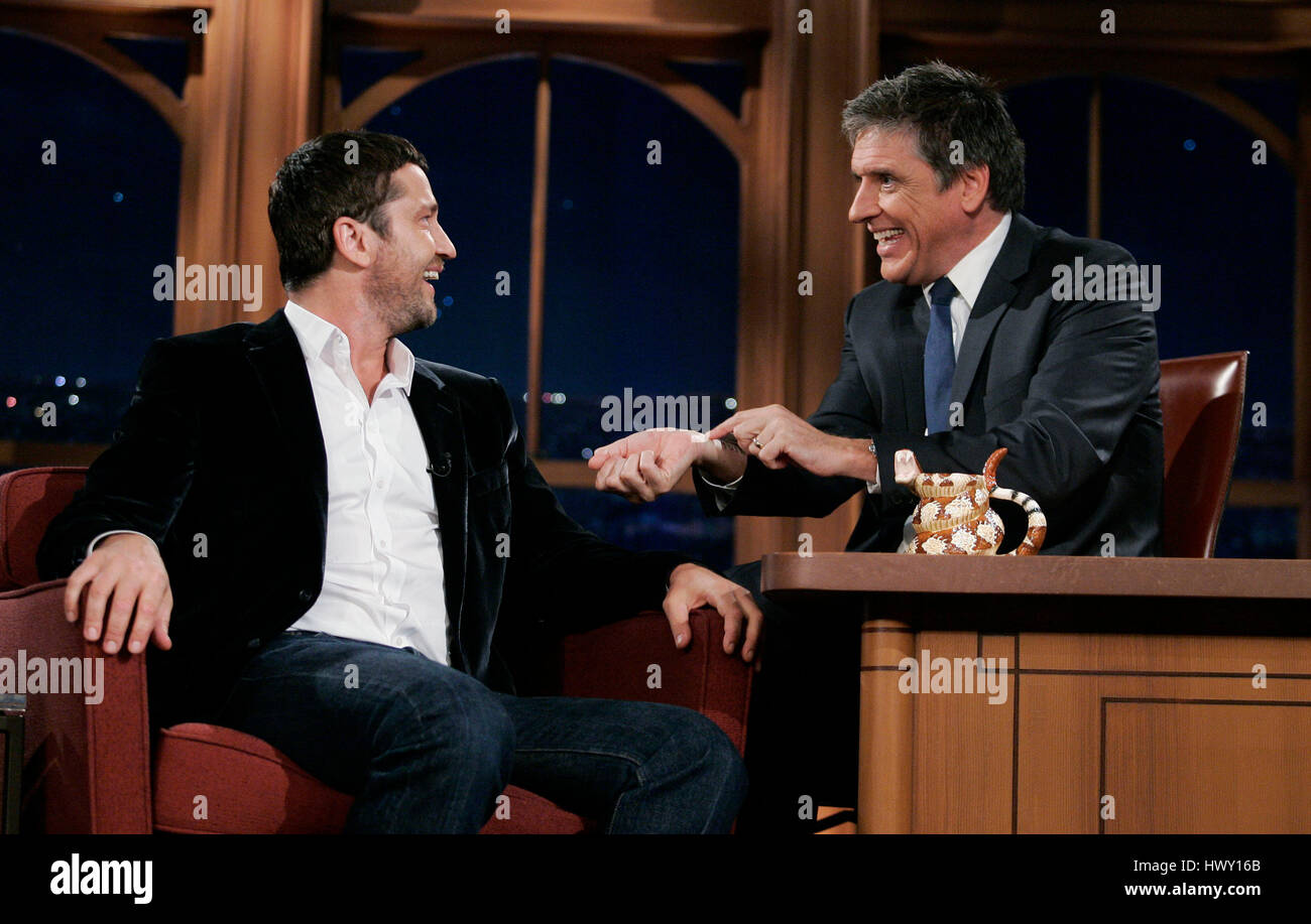 Actor Gerard Butler, left, chats with host Craig Ferguson during a ...