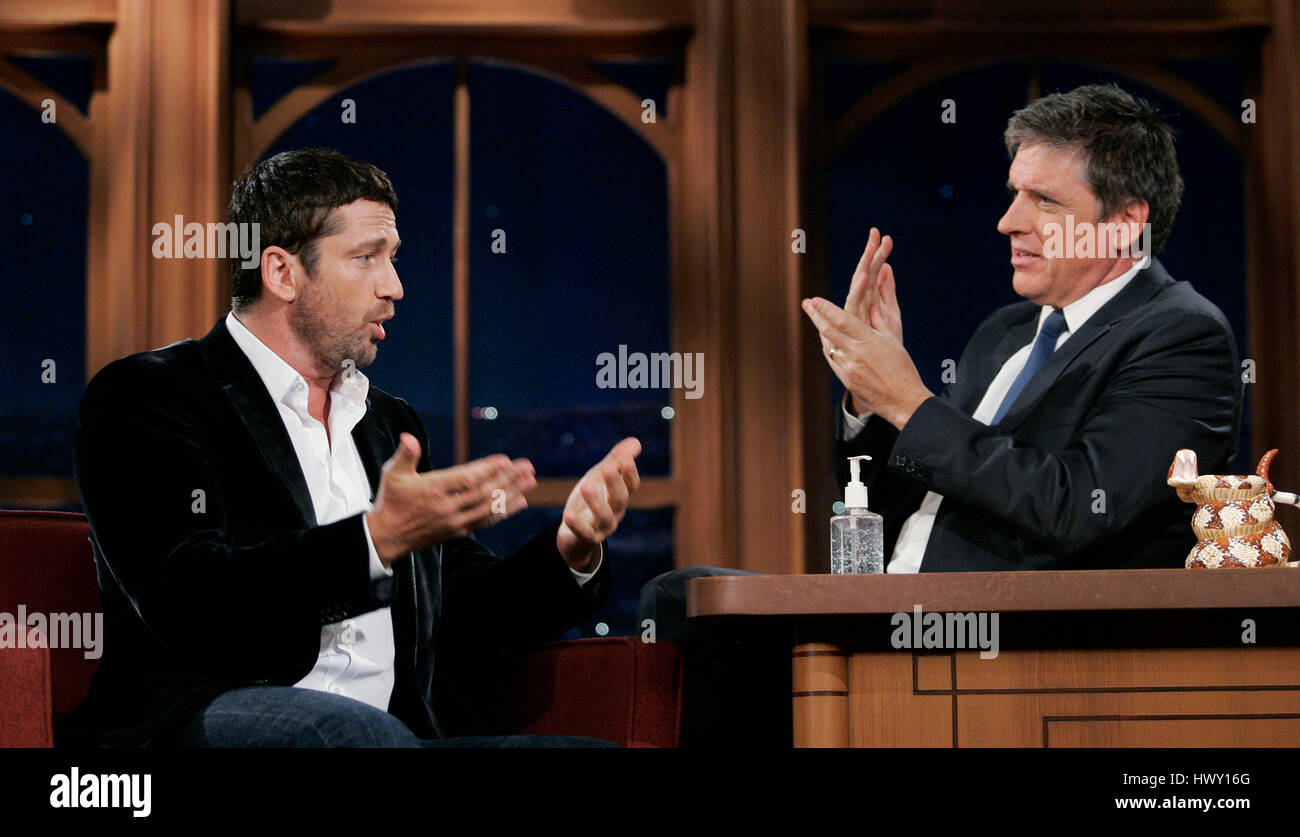 Actor Gerard Butler, left, chats with host Craig Ferguson during a ...