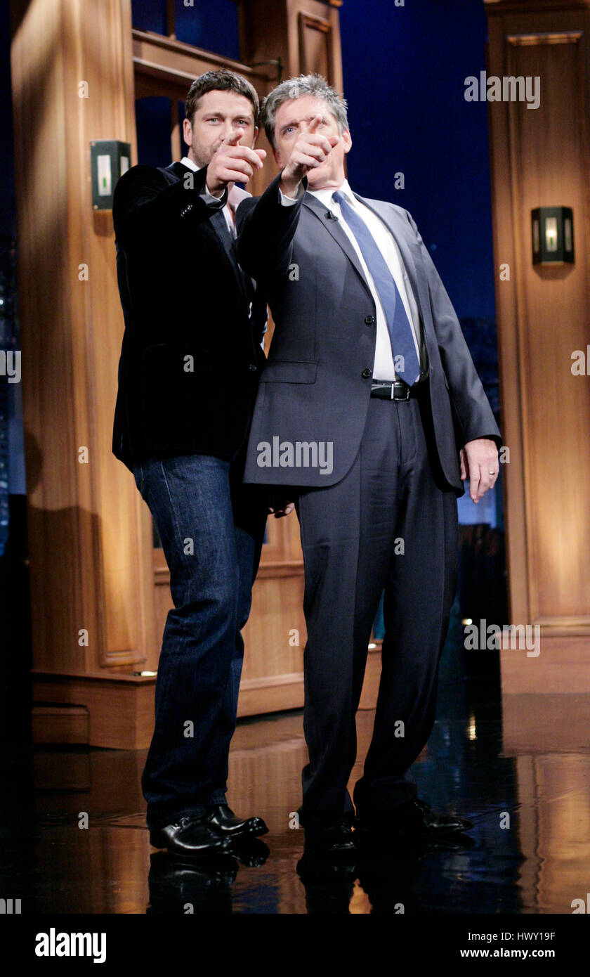 Actor Gerard Butler, left, chats with host Craig Ferguson during a ...