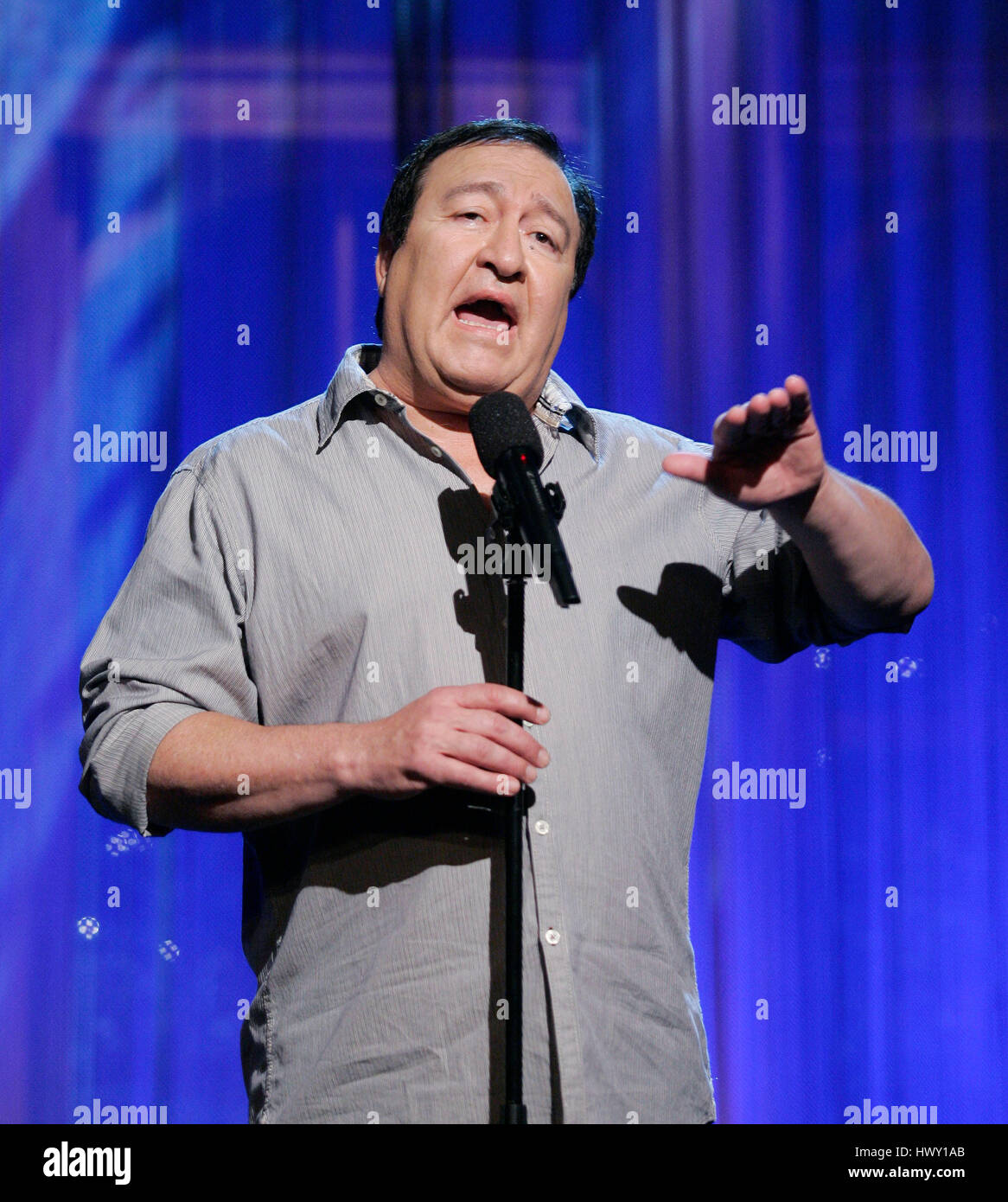 Comic Dom Irrera performs during a segment of the "Late Late Show with ...