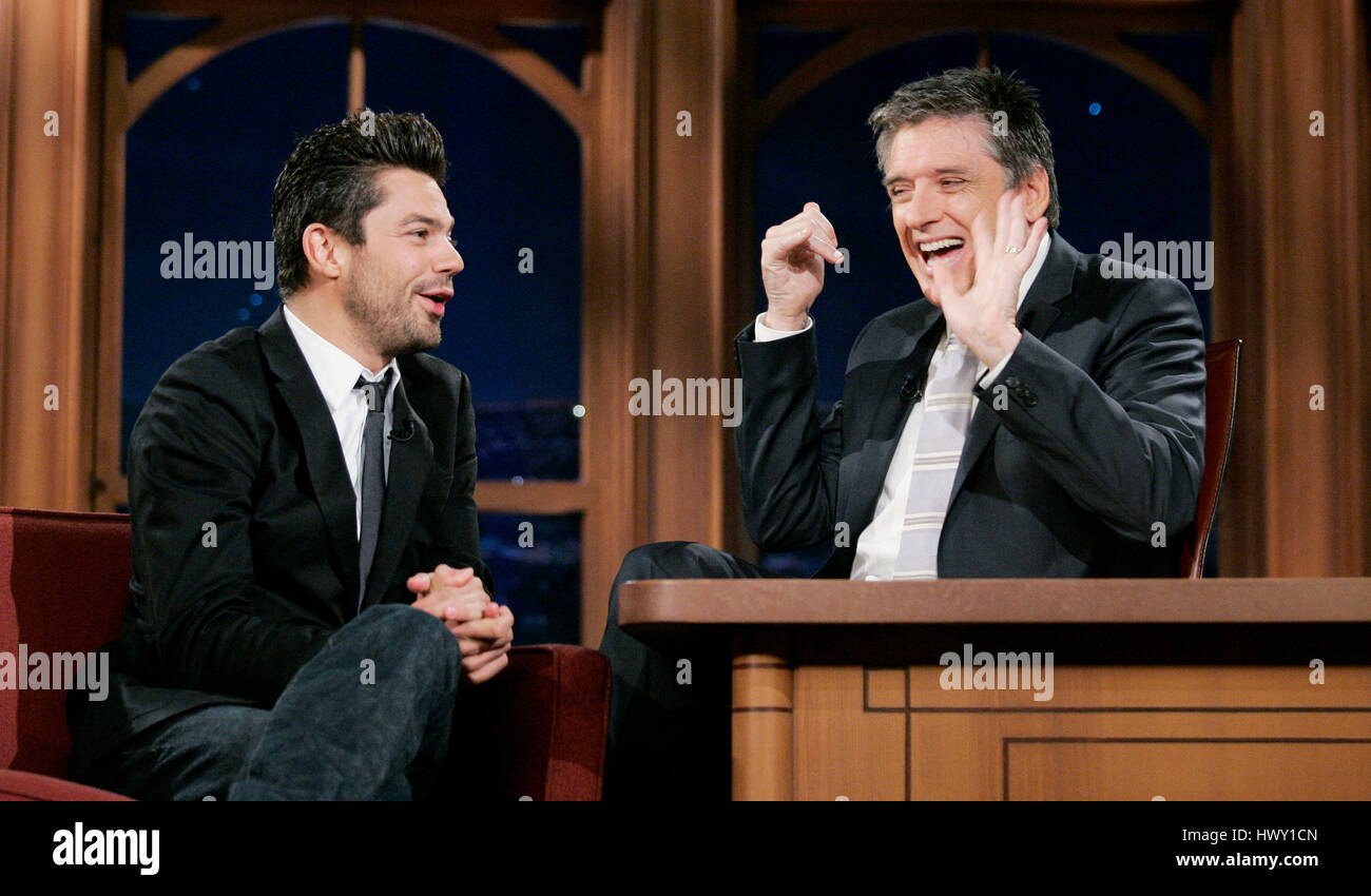 Actor Dominic Cooper, left, chats with host Craig Ferguson during a ...