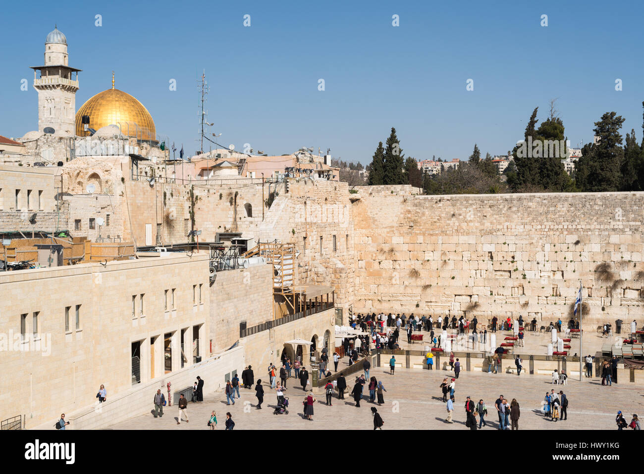 Jerusalem, Israel - February 24, 2017: Believers praying by the Western ...