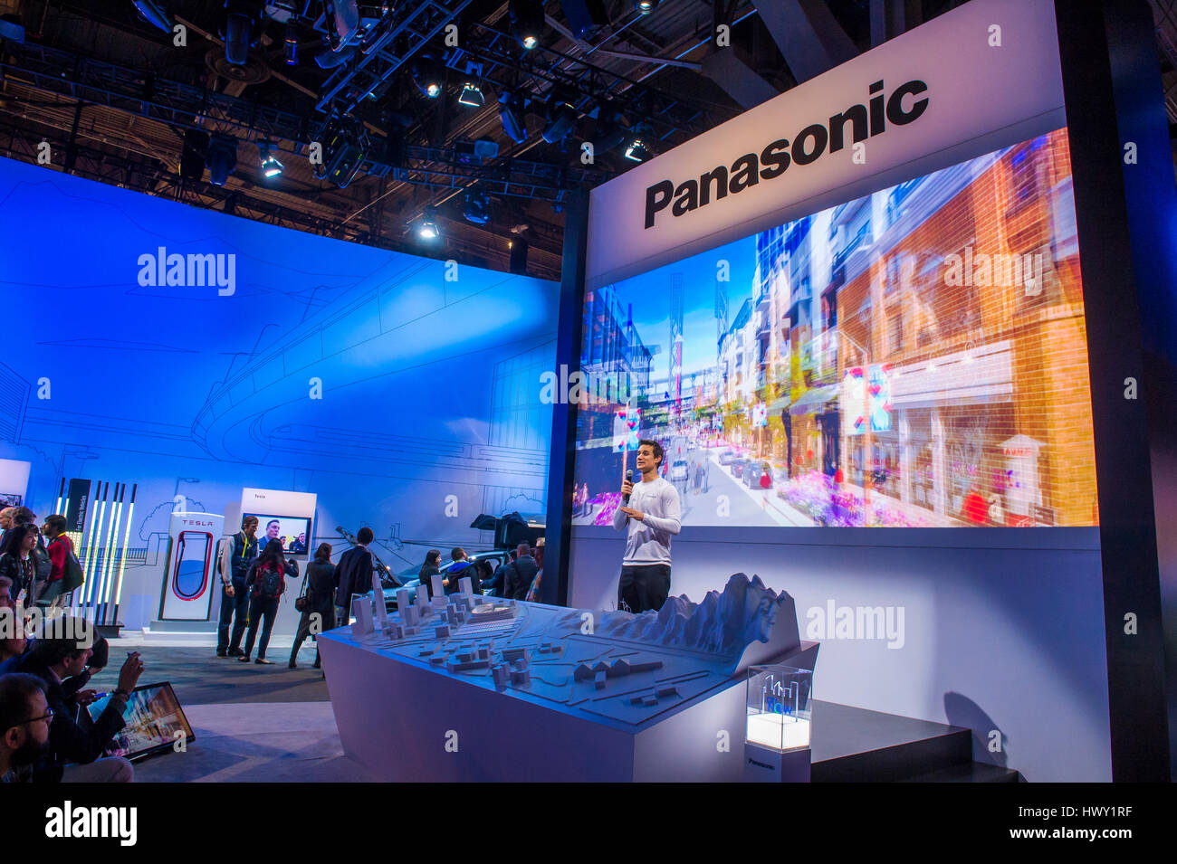 LAS VEGAS - JAN 08 : The Panasonic booth at the CES show in Las Vegas ...