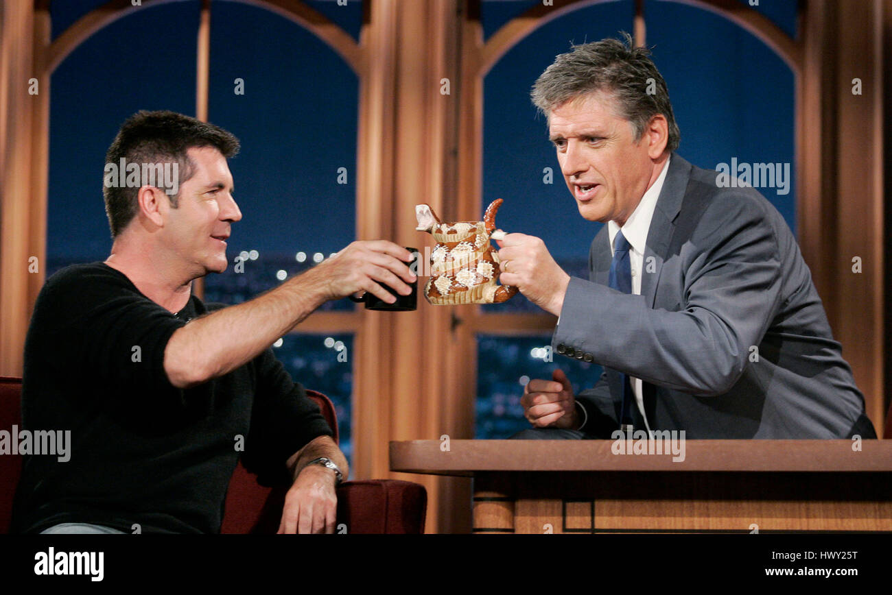 Simon Cowell, left, chats with host Craig Ferguson during a segment of ...