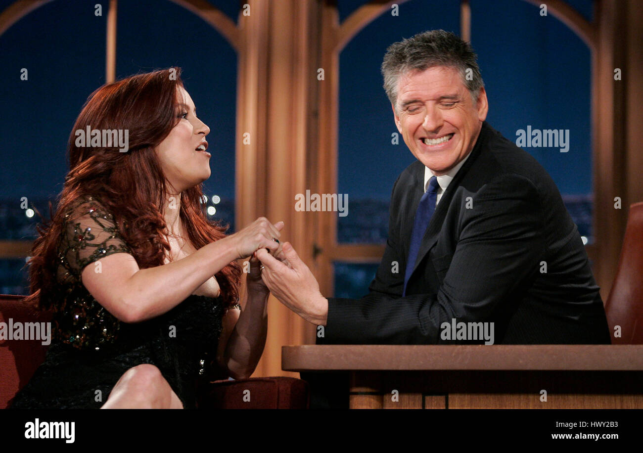 Actress Jennifer Tilly, left, chats with host Craig Ferguson during a ...