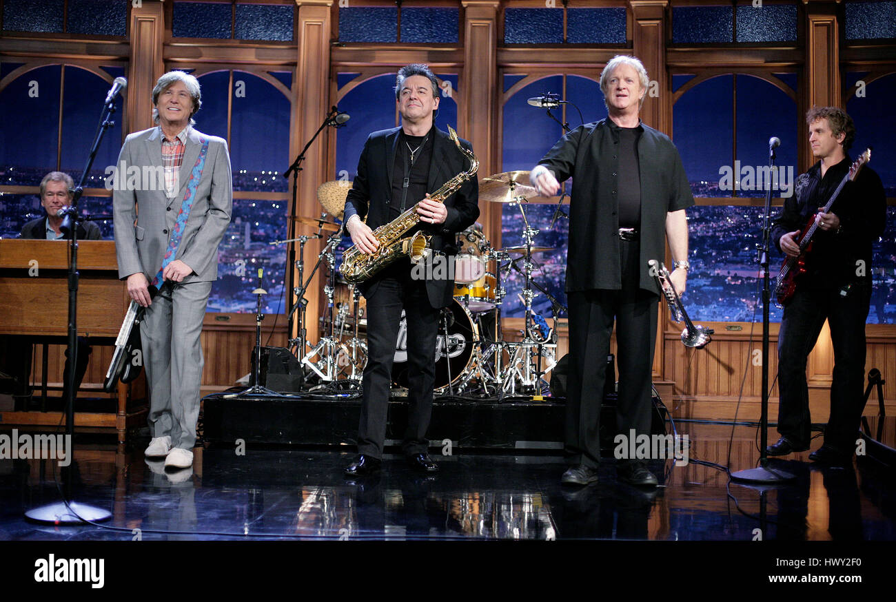 The band, Chicago, with members Robert Lamm on lead vocals and keyboard ...
