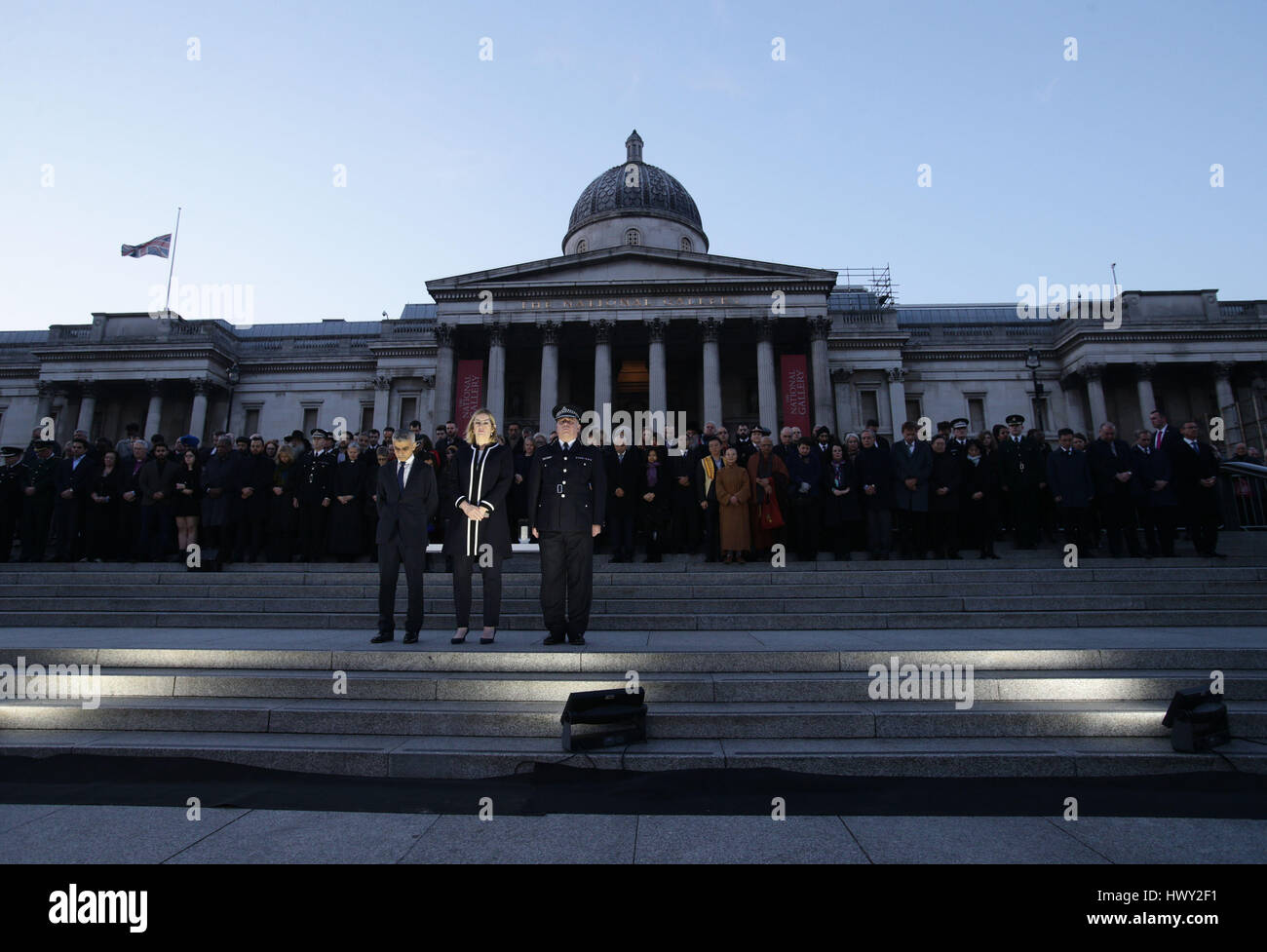 (left to right) Mayor of London Sadiq Khan, Home Secretary Amber Rudd ...