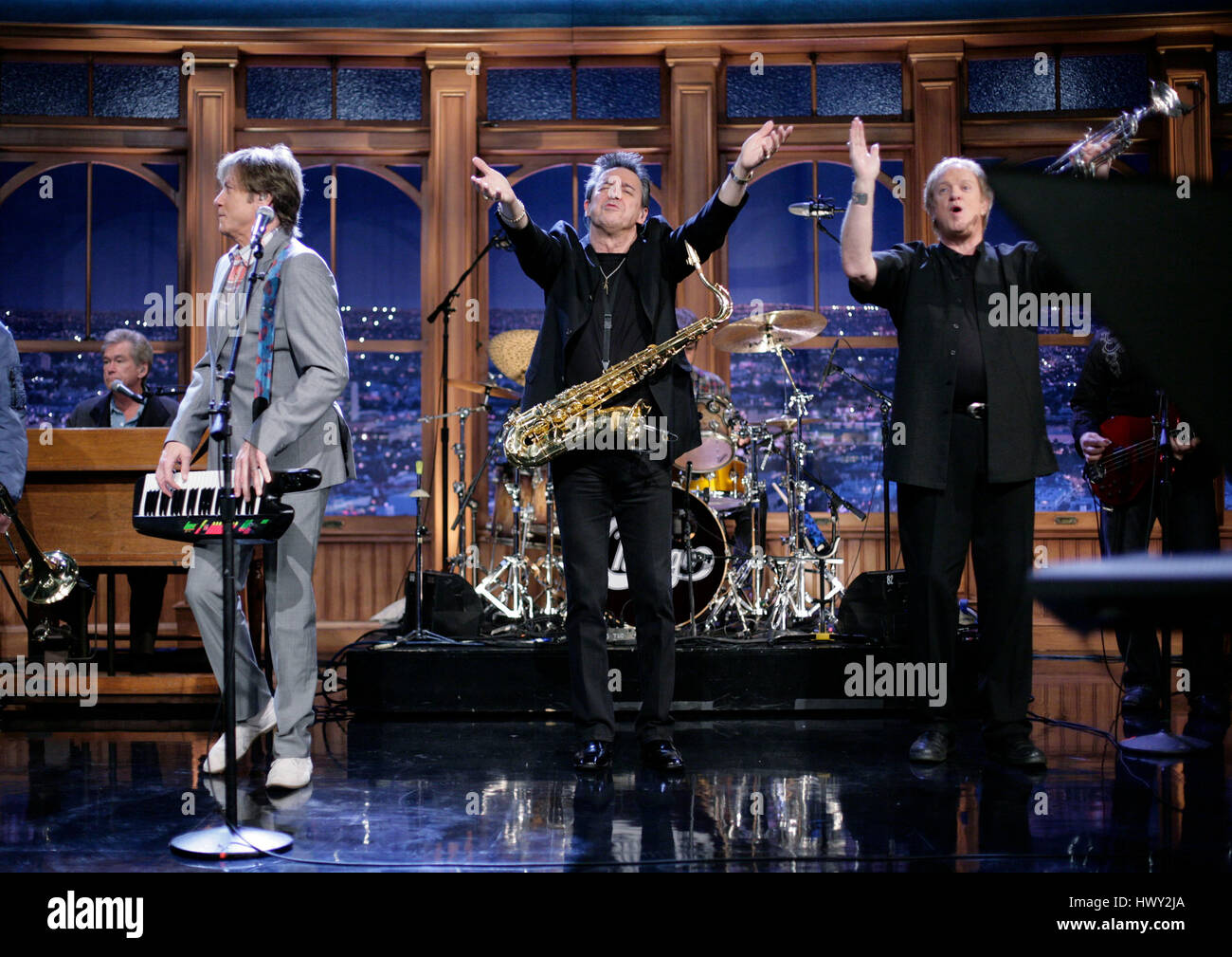 The band, Chicago, with members Robert Lamm on lead vocals and keyboard ...