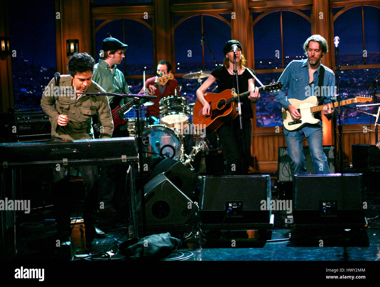 Matt Ward aka M. Ward, left, performs with his band during a segment of ...