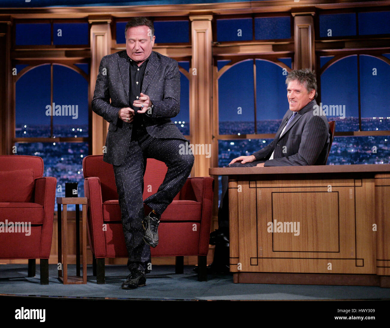 Actor Robin Williams, left, with host Craig Ferguson during a segment ...