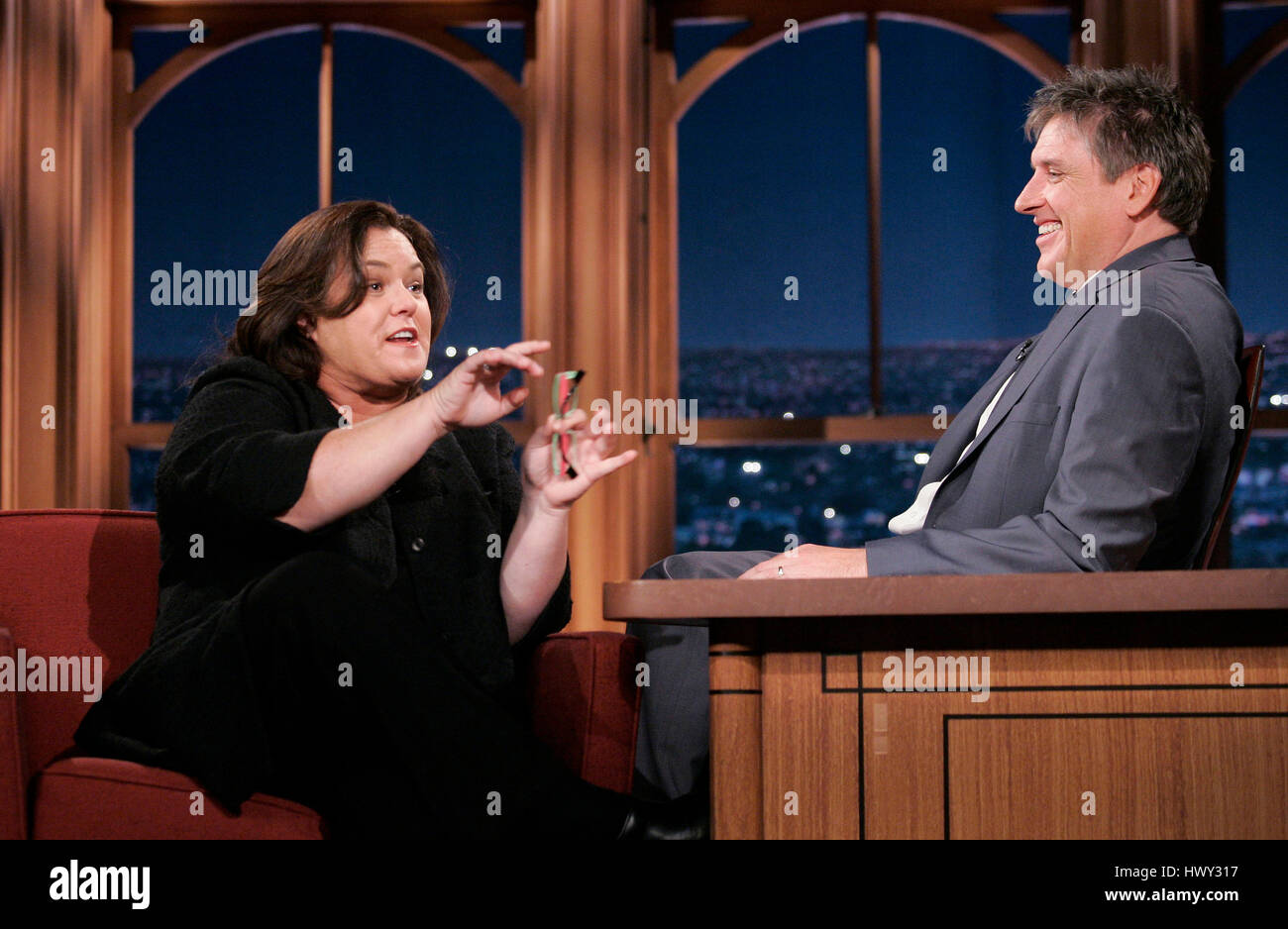 Rosie O'Donnell, left, chats with host Craig Ferguson during a segment ...
