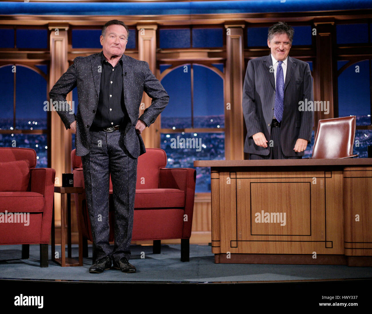 Actor Robin Williams, left, with host Craig Ferguson during a segment ...