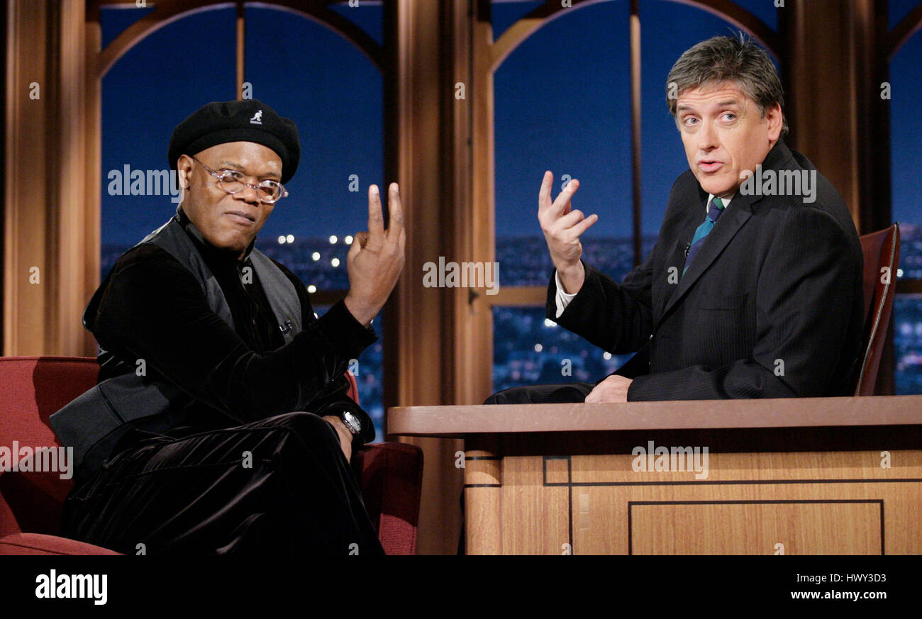 Actor Samuel L. Jackson, left, chats with host Craig Ferguson during a ...