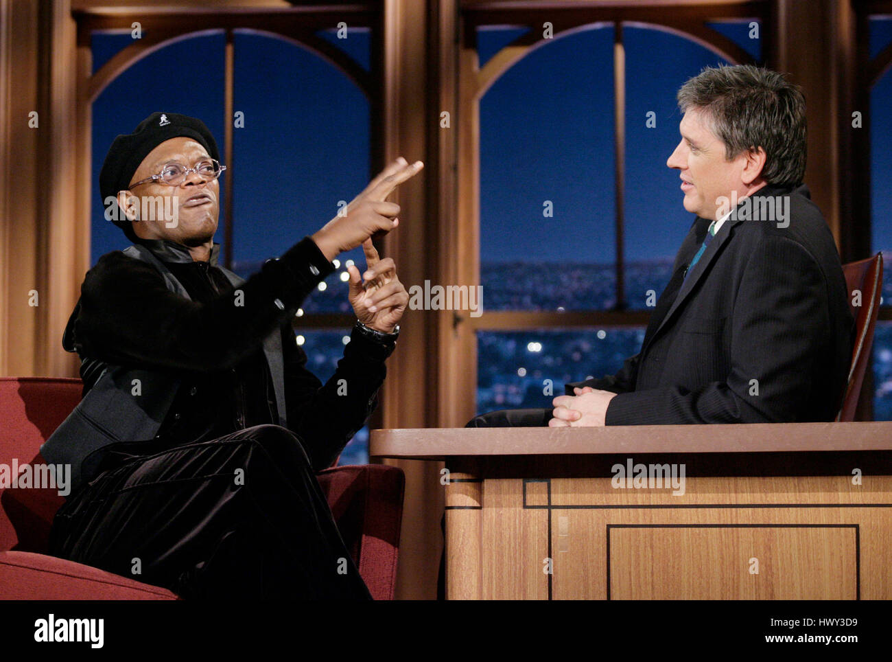 Actor Samuel L. Jackson, left, chats with host Craig Ferguson during a ...