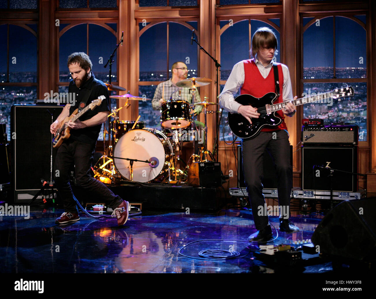 The band, "Death Cab For Cutie" with Nicholas Harmer on bass, left ...