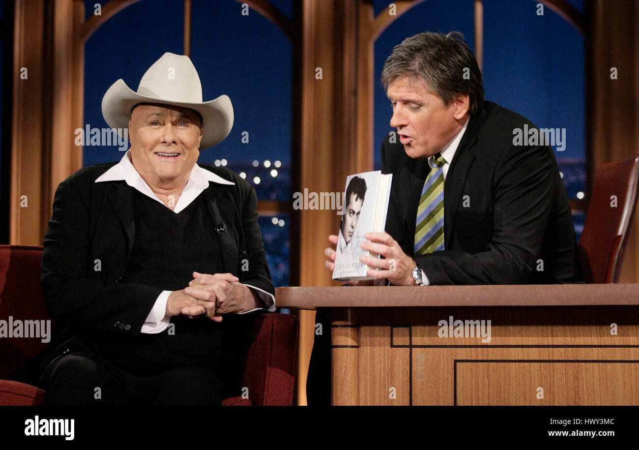 Actor Tony Curtis, left, with host Craig Ferguson during a segment of ...