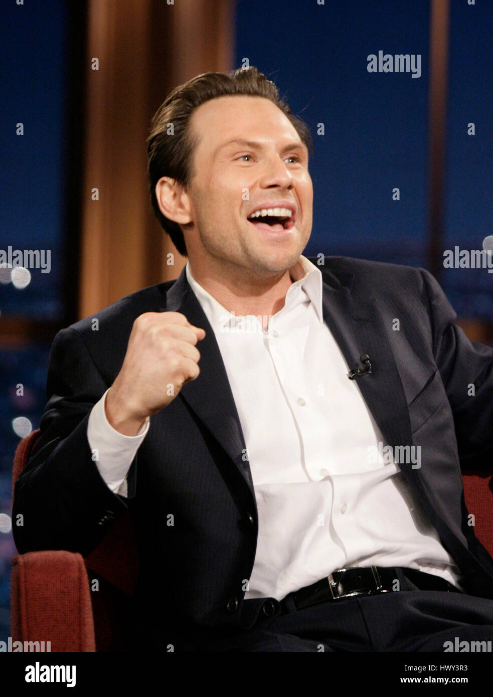 Actor Christian Slater during a segment of 'The Late Late Show with ...
