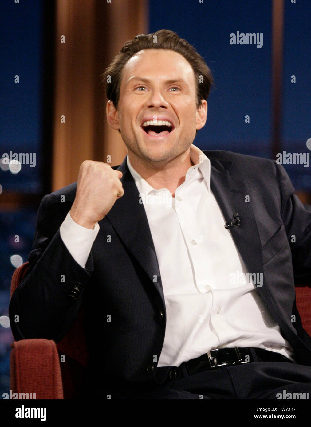 Actor Christian Slater during a segment of 'The Late Late Show with ...