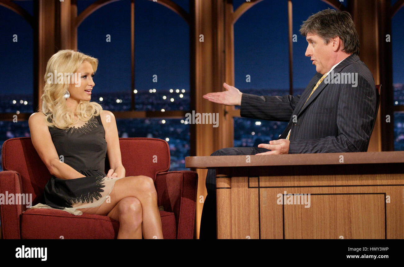 Paris Hilton, left, chats with host Craig Ferguson during a segment of ...