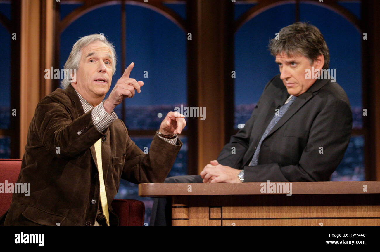 Actor Henry Winkler, left, with host Craig Ferguson during a segment of ...
