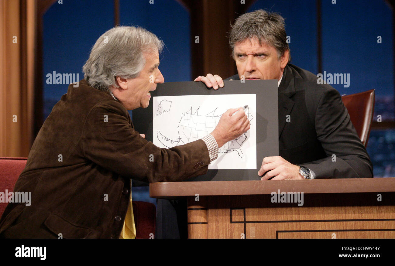 Actor Henry Winkler, left, shows host Craig Ferguson a electoral map ...