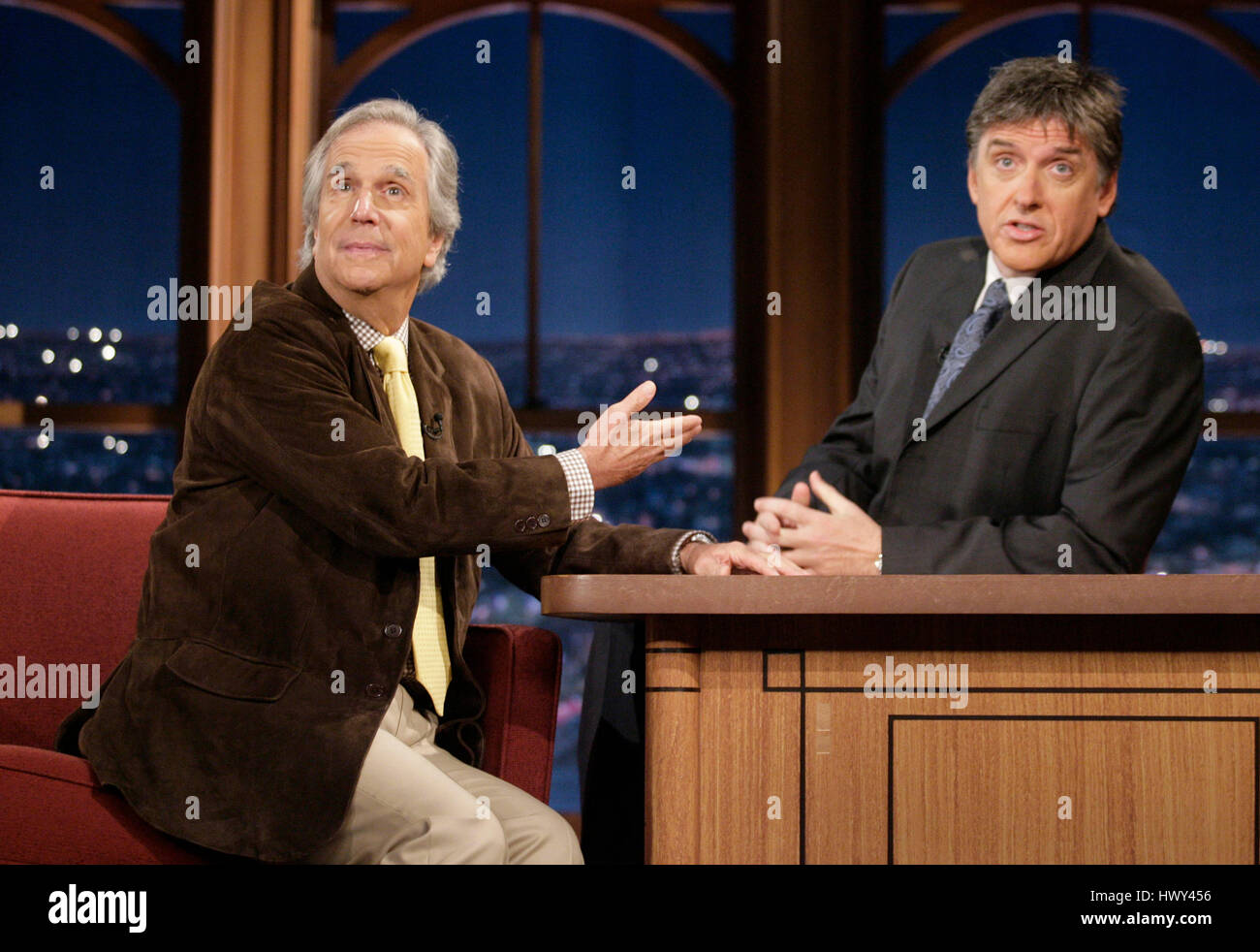 Actor Henry Winkler, left, with host Craig Ferguson during a segment of ...