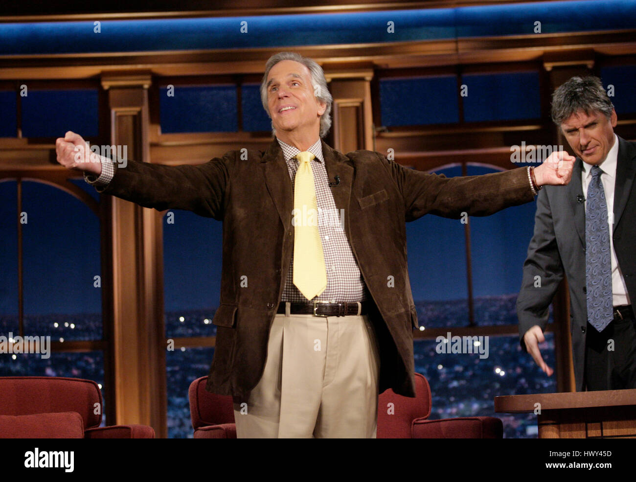 Actor Henry Winkler, left, with host Craig Ferguson during a segment of ...
