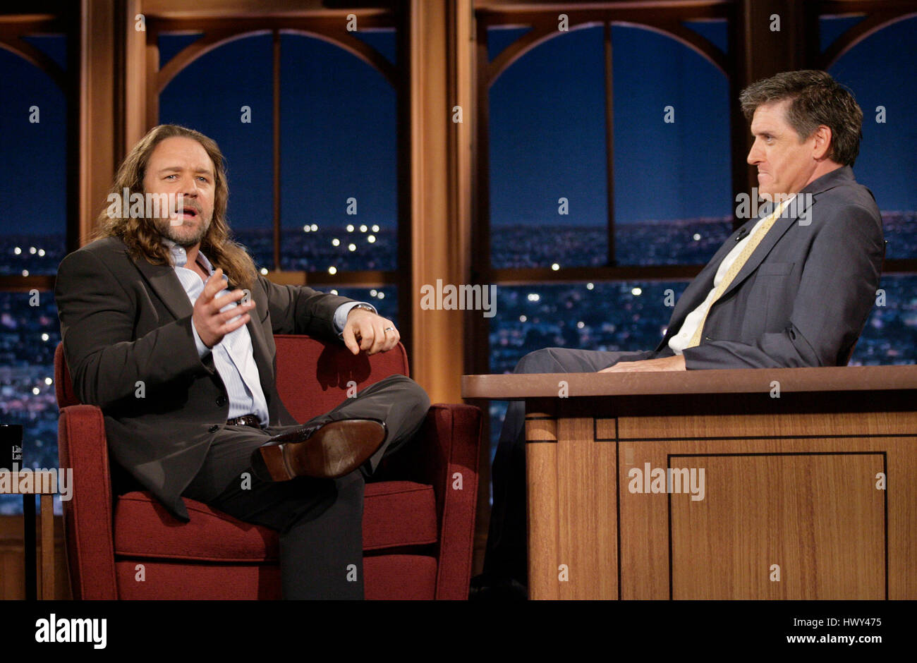 Actor Russell Crowe, left, chats with host Craig Ferguson during a ...