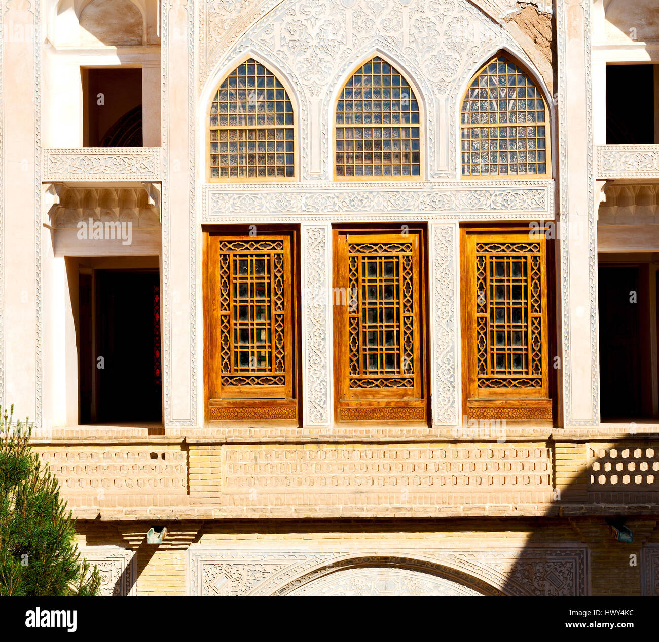 blur in iran kashan the old persian architecture window and glass in ...