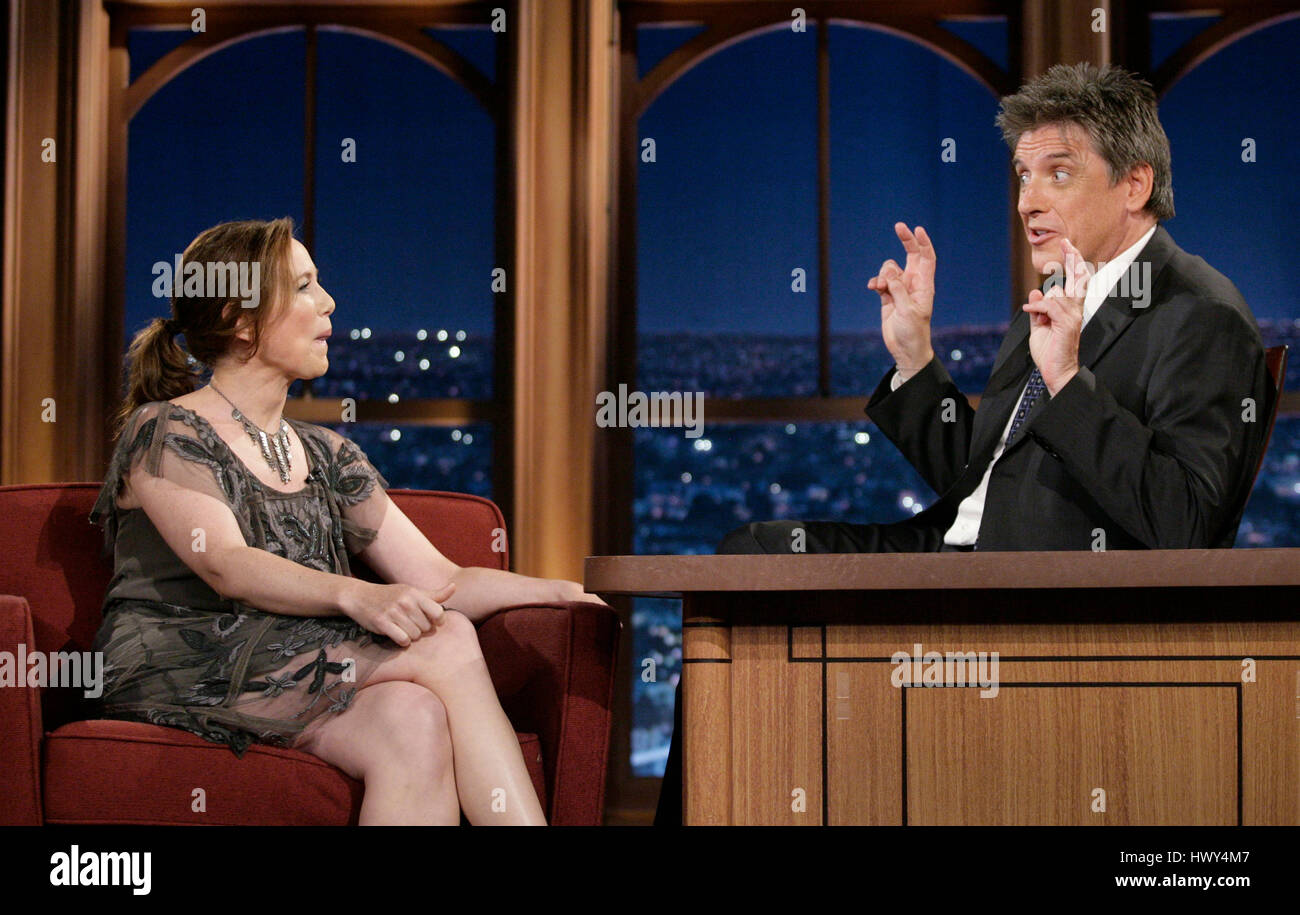Actress Miriam Shor, left, chats with host Craig Ferguson during a ...