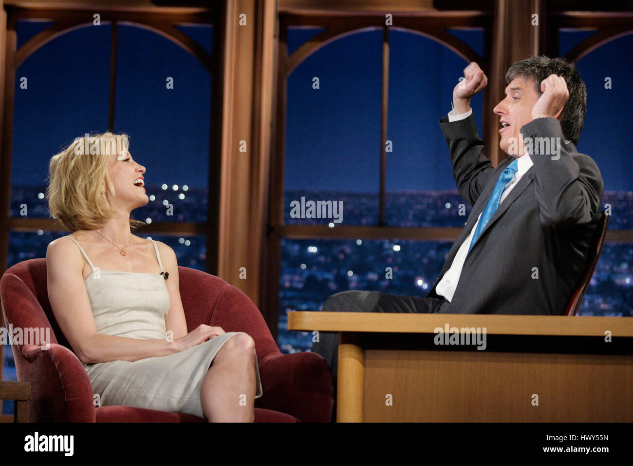 Actress Felicity Huffman, left, chats with host Craig Ferguson during a ...