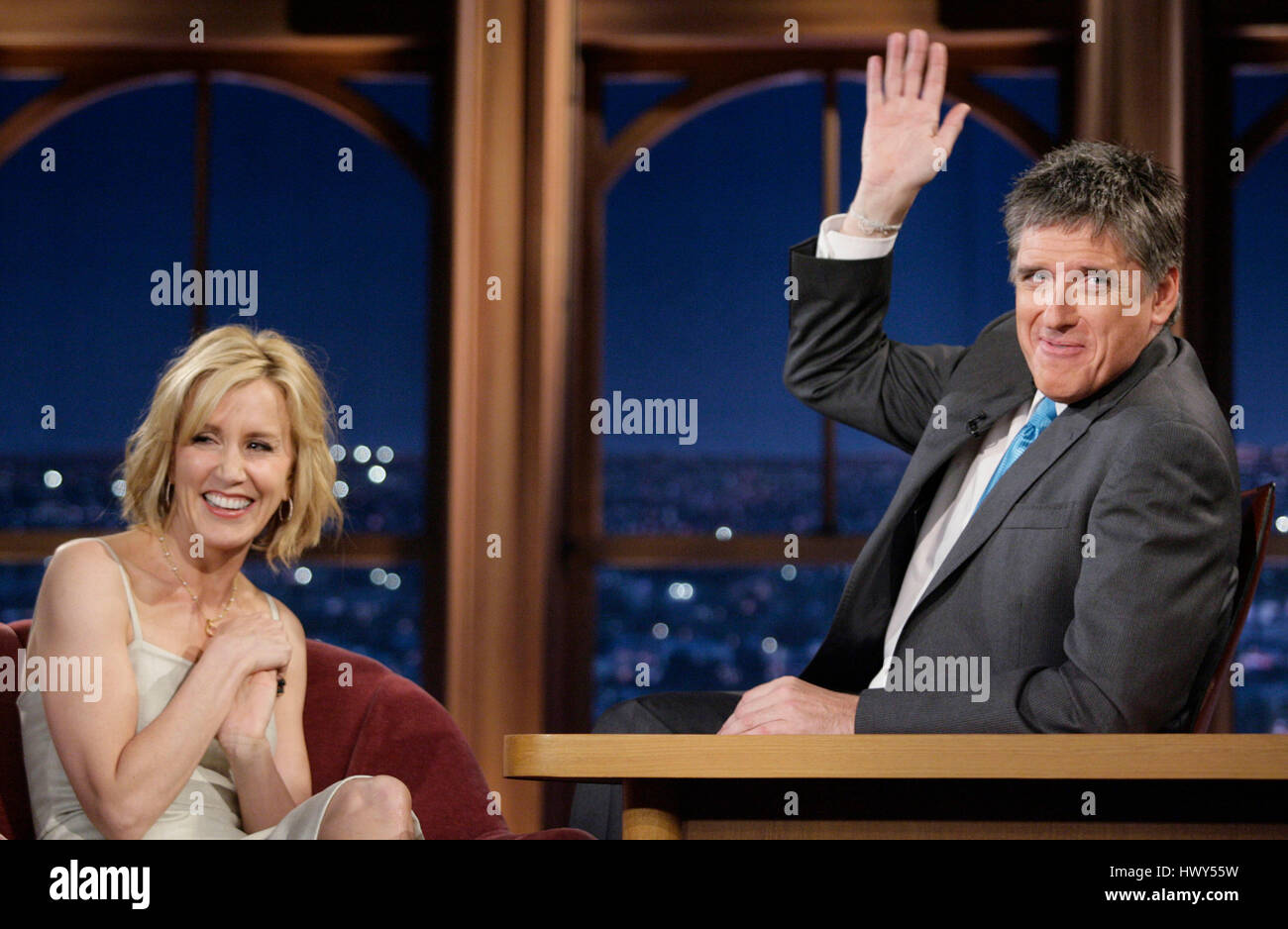 Actress Felicity Huffman, left, chats with host Craig Ferguson during a ...