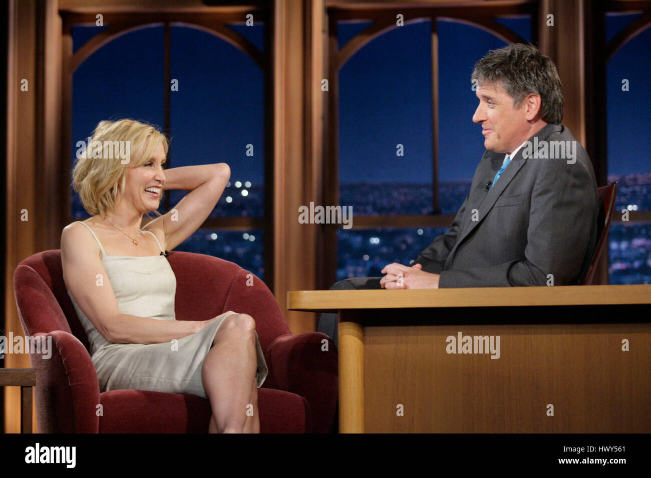 Actress Felicity Huffman, left, chats with host Craig Ferguson during a ...