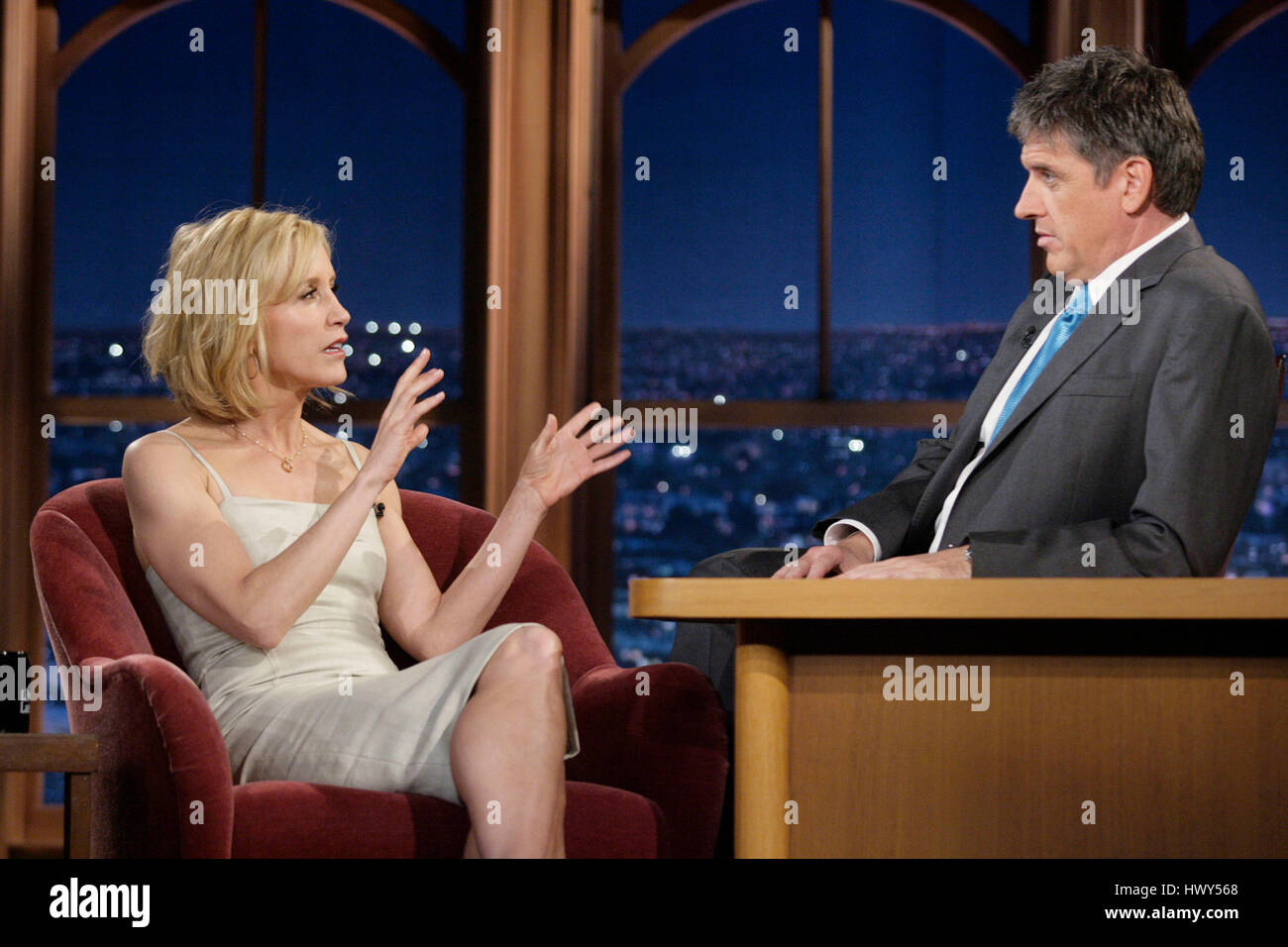 Actress Felicity Huffman, left, chats with host Craig Ferguson during a ...