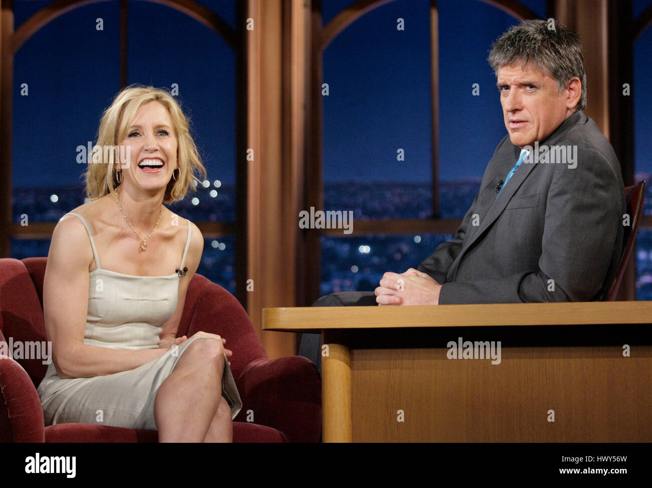 Actress Felicity Huffman, left, chats with host Craig Ferguson during a ...