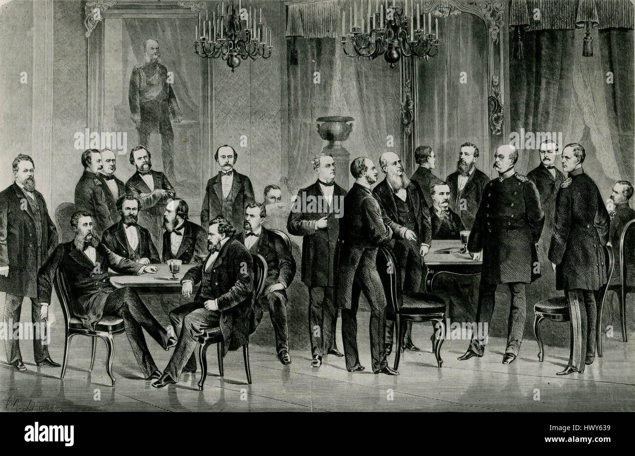 'Bismarck Empfang' from 1876 is a historical artwork depicting the ...