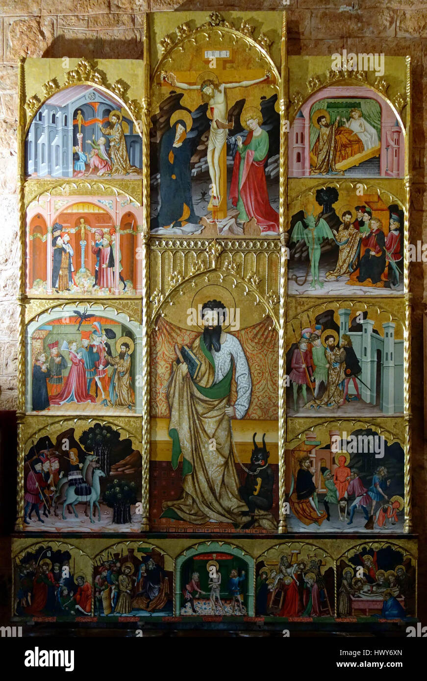 The altarpiece 'Retable St. Barthelemy' by Maitre Torralba, located in ...