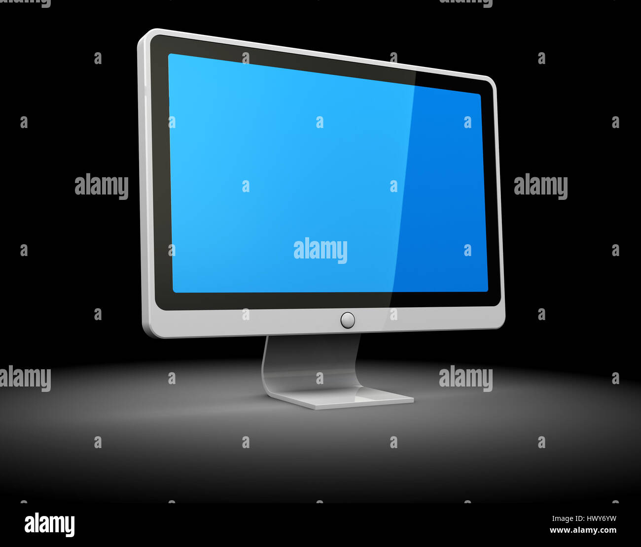 3d illustration of computer monitor over dark background Stock Photo ...