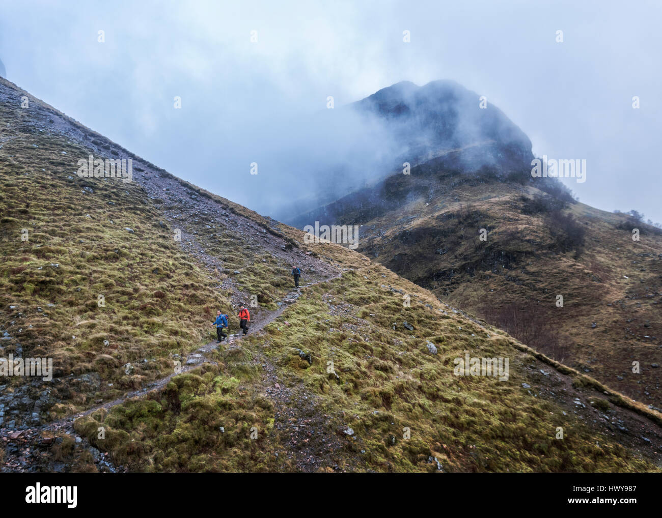 UK, Scotland, Glencoe, trekking at Stob Coire Nan Lochan Stock Photo ...