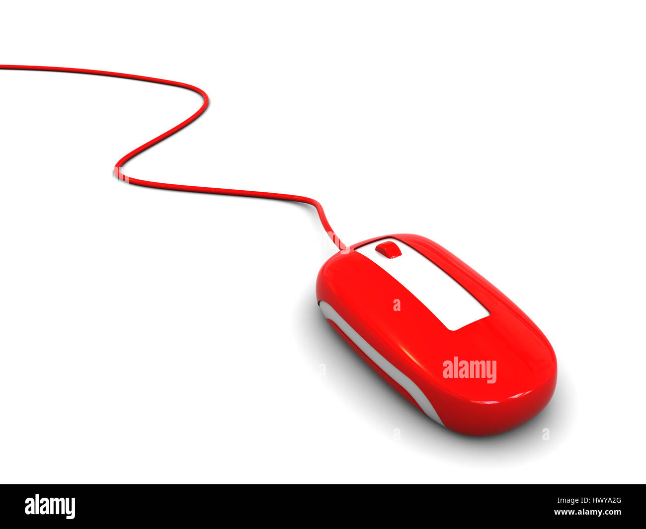 3d illustration of red computer mouse over white background Stock Photo ...