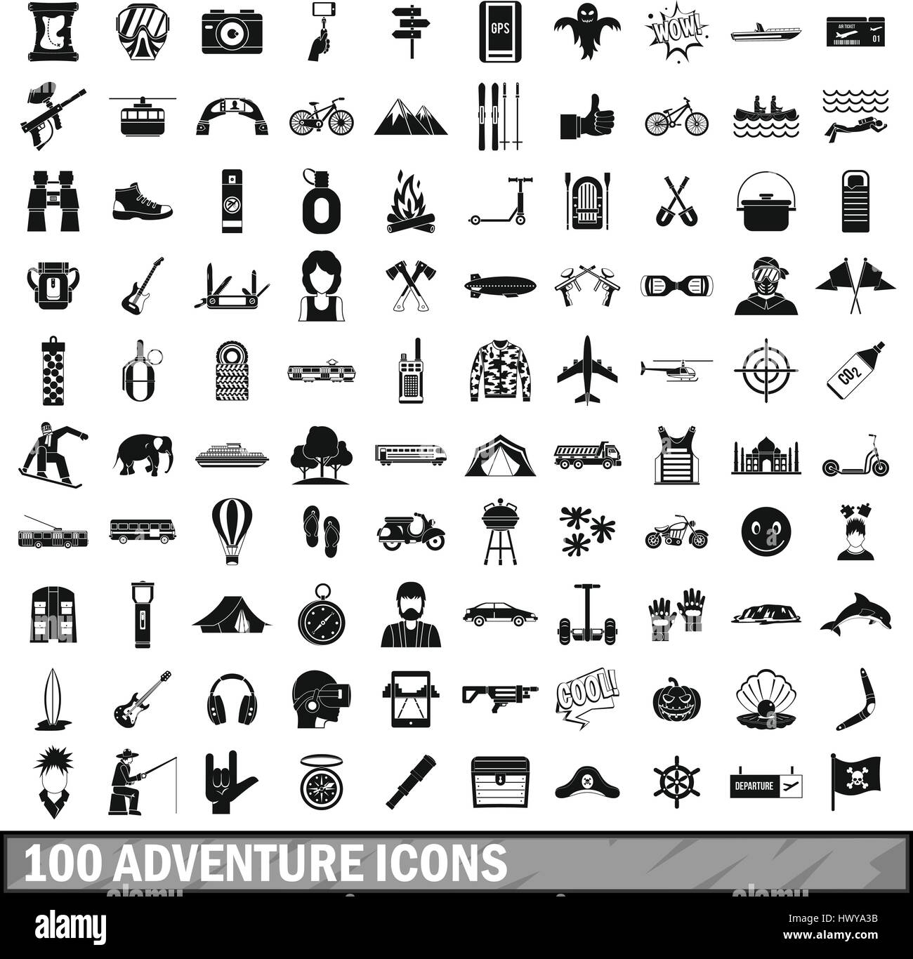 100 adventure icons set, simple style Stock Vector Image & Art - Alamy
