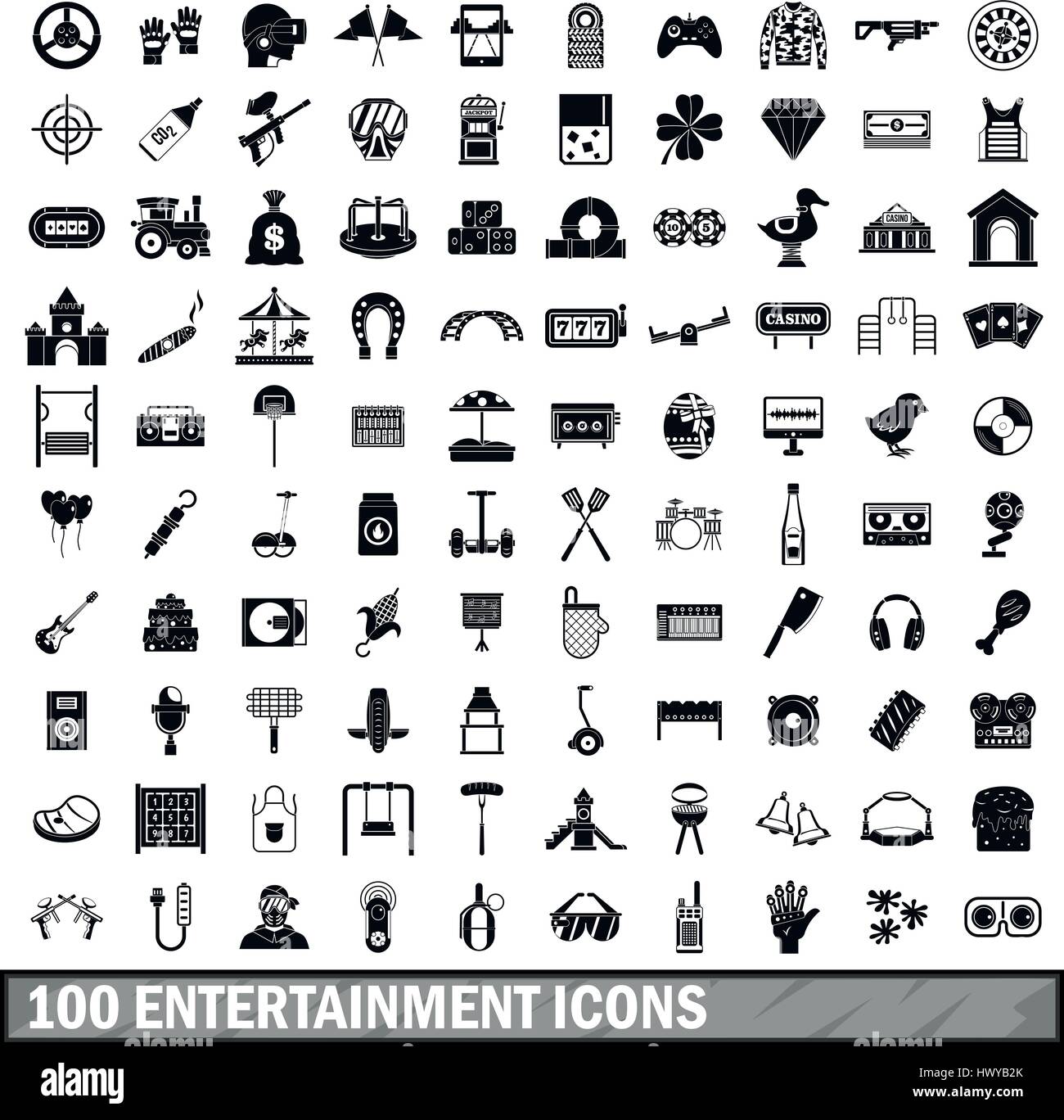 100 entertainment icons set, simple style Stock Vector Image & Art - Alamy