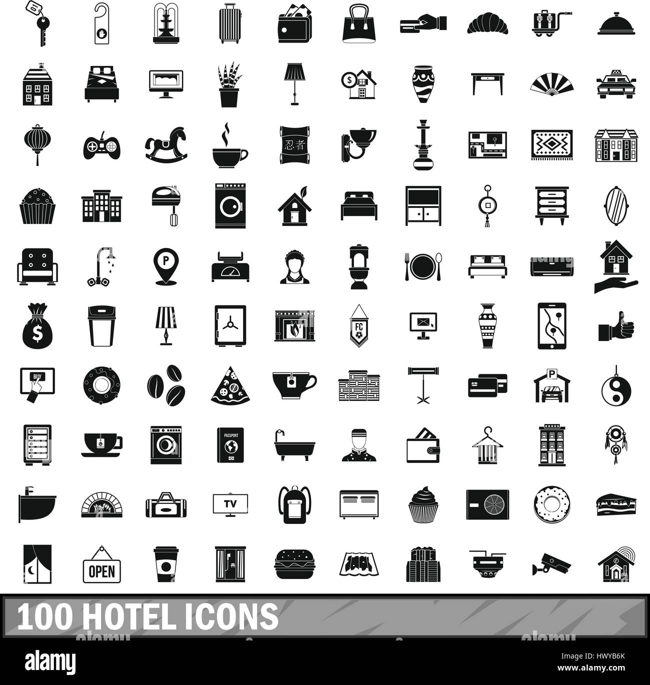 100 hotel icons set, simple style Stock Vector Image & Art - Alamy